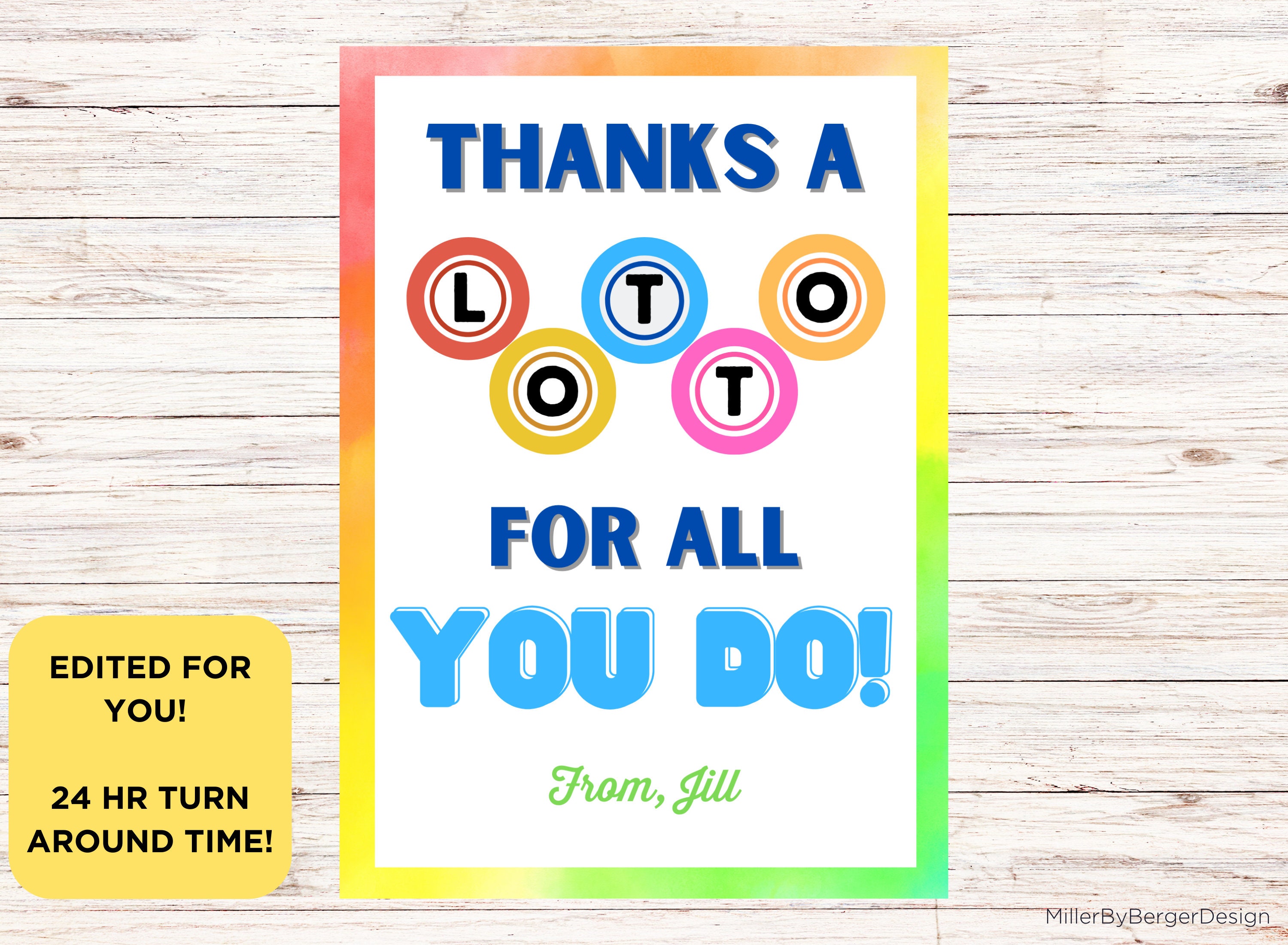Thanks a Lotto Thank You Card Printable - Etsy