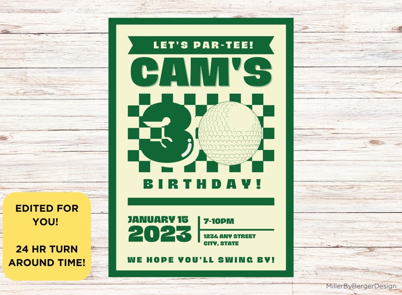 30th Golf Birthday Party Invitation Let's Partee Printable - Etsy