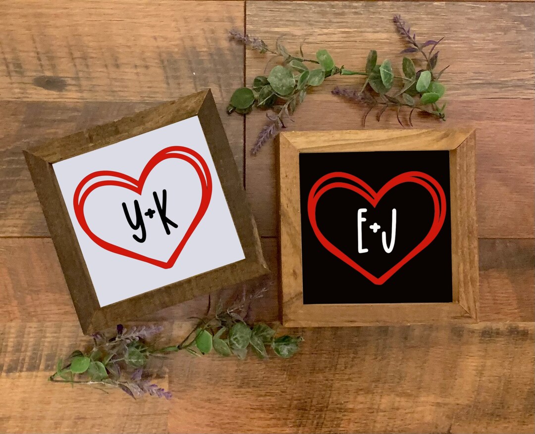 Heart With Initials/red Heart/valentine Sign/valentines Day - Etsy