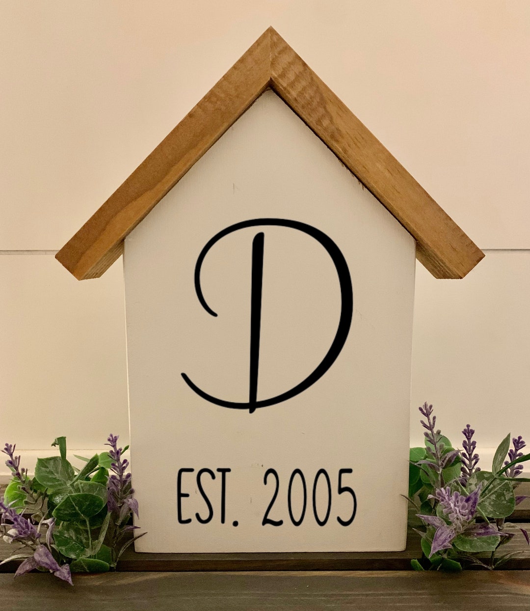 Family Initial House/wood House Shaped Sign/entryway Decor/shelf Sitter ...