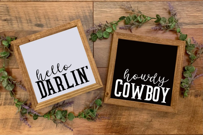 Hello Darlin' & Howdy Cowboy/set of 2/western Master Bedroom Decor ...