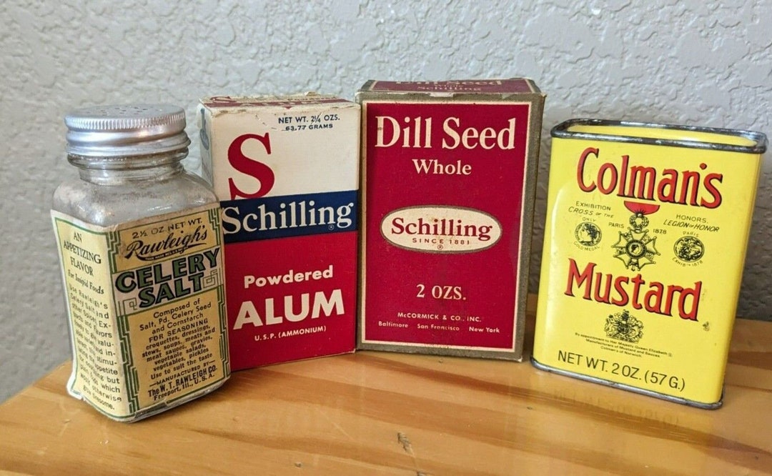 Lot of 4 Vintage Spice Containers - Mccormick's, Coleman's, Rawleigh's ...