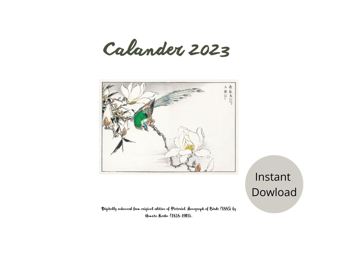 2023 Printable Calendar January 2023 Through December 2023 - Etsy