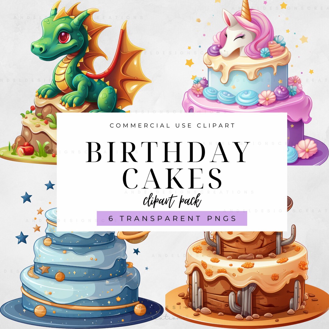 Birthday Cakes Clipart, Birthday Clipart, Watercolour Winter Clipart ...