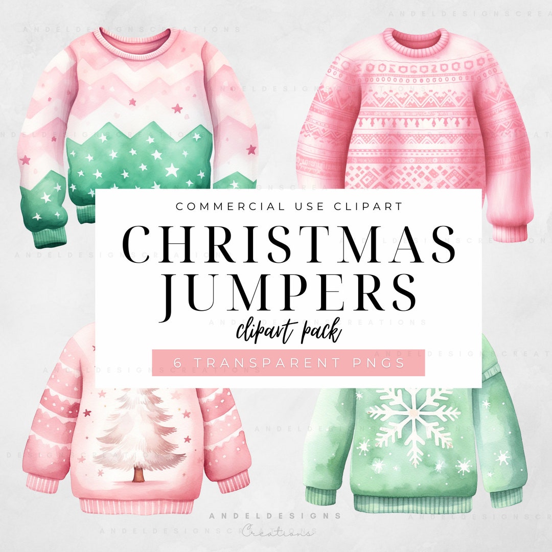 Watercolour Christmas Jumper Clipart, Watercolour Clipart, PNG, Instant ...
