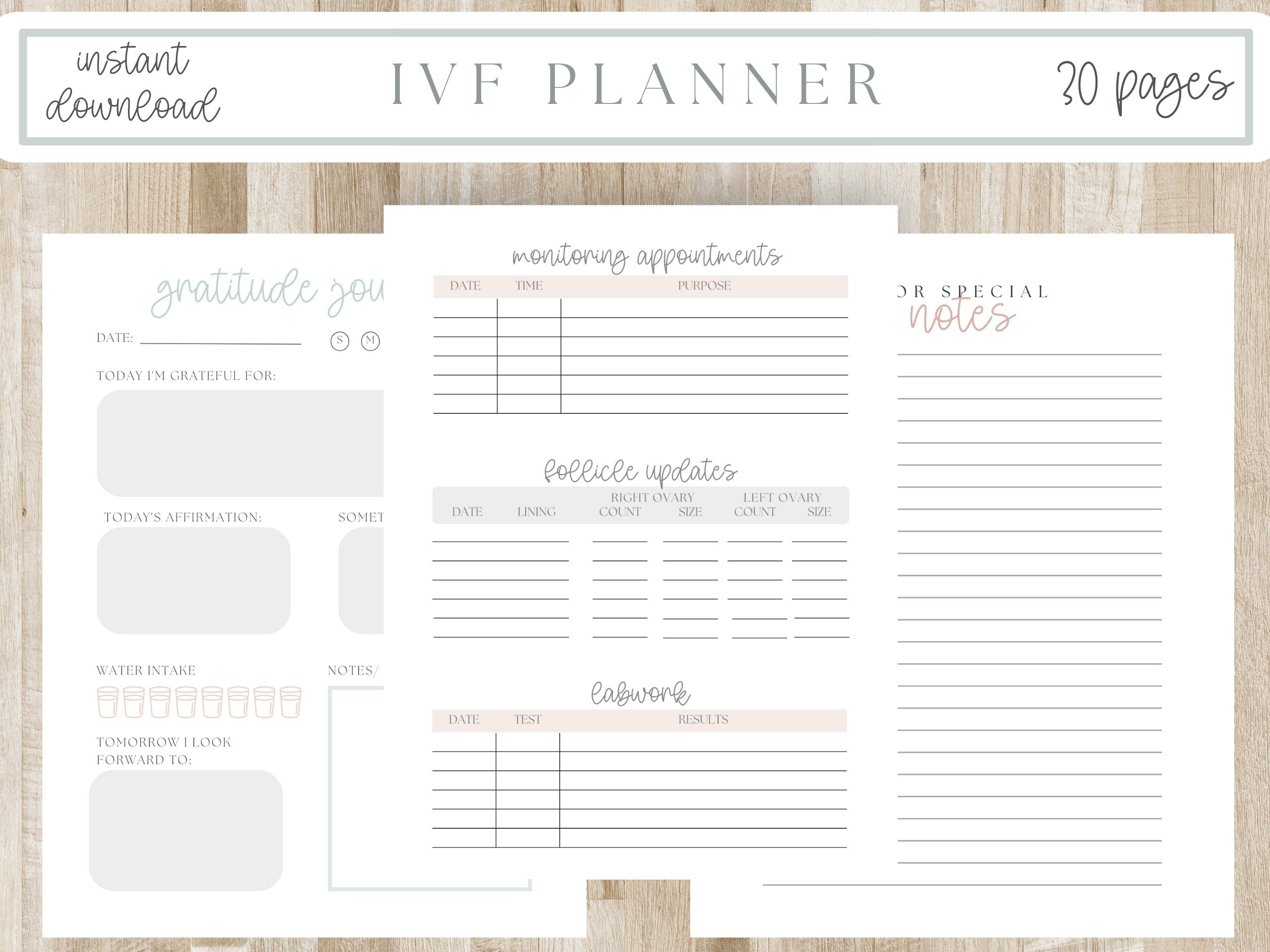 IVF Planner IVF Calendar TTC Planner Fertility Planner Journal ...