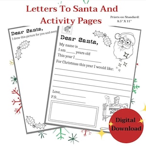 Letter to Santa Coloring Page, School Activity, Letter to Santa, Kids ...
