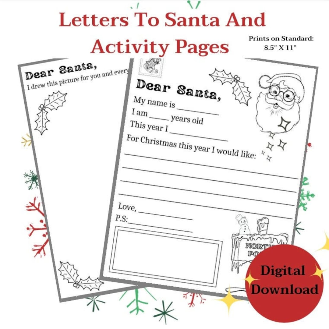 Letter to Santa Coloring Page, School Activity, Letter to Santa, Kids ...