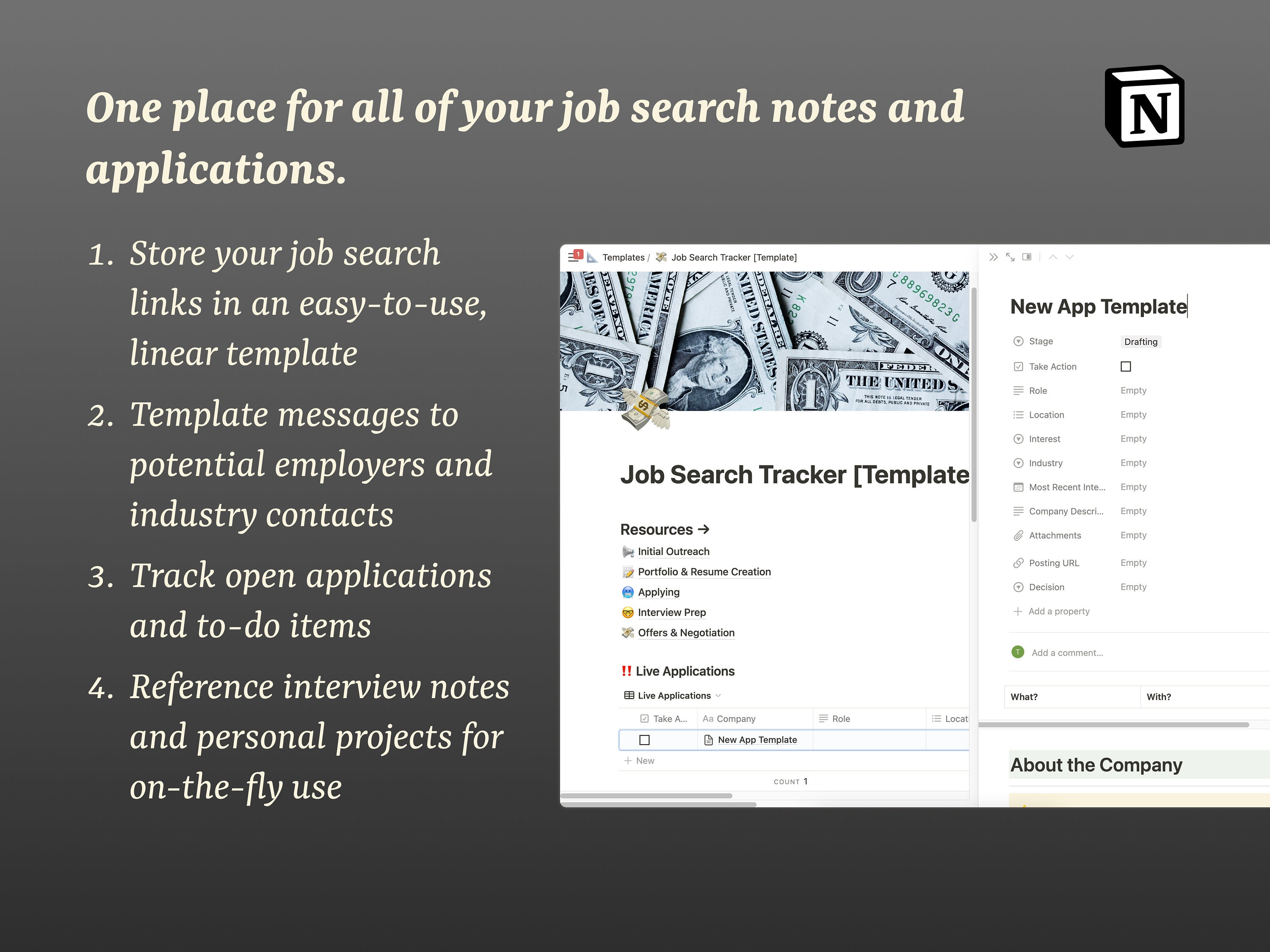 Notion Job Application Template | Company Research, Resume and ...