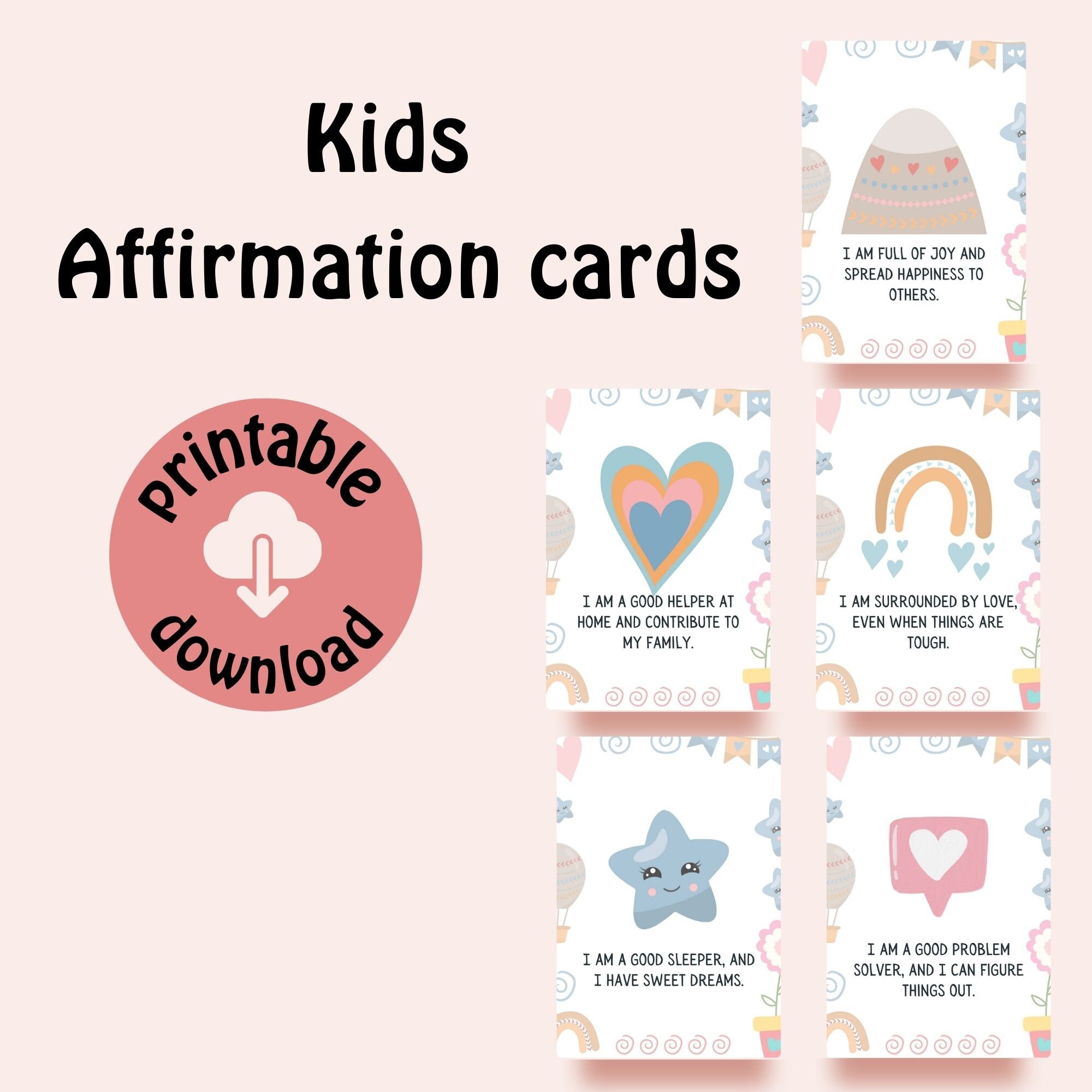 Kids Digital Affirmation Cards, Kids Affirmation Deck, Kids Daily ...