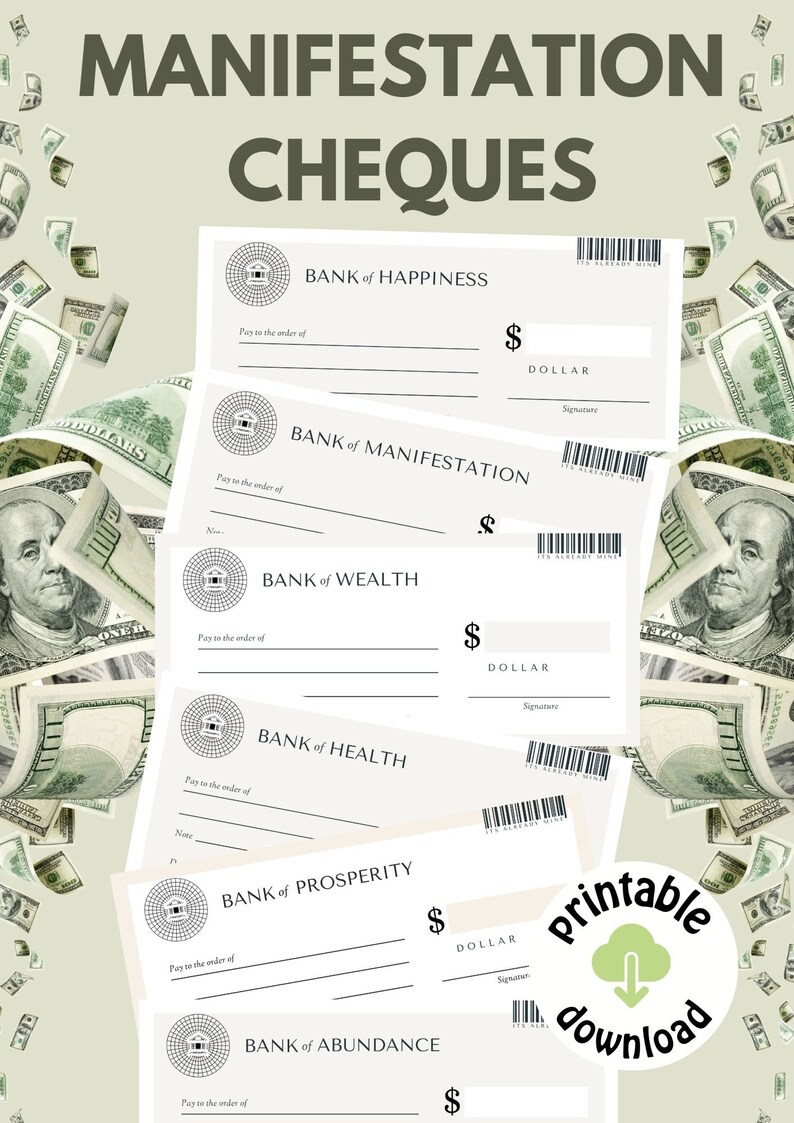 Money Manifesting Cheque, Manifestation of Wealth and Money, Positive ...