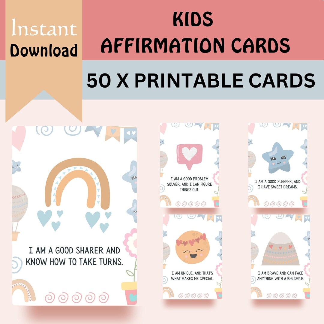 Kids Digital Affirmation Cards, Kids Affirmation Deck, Kids Daily ...