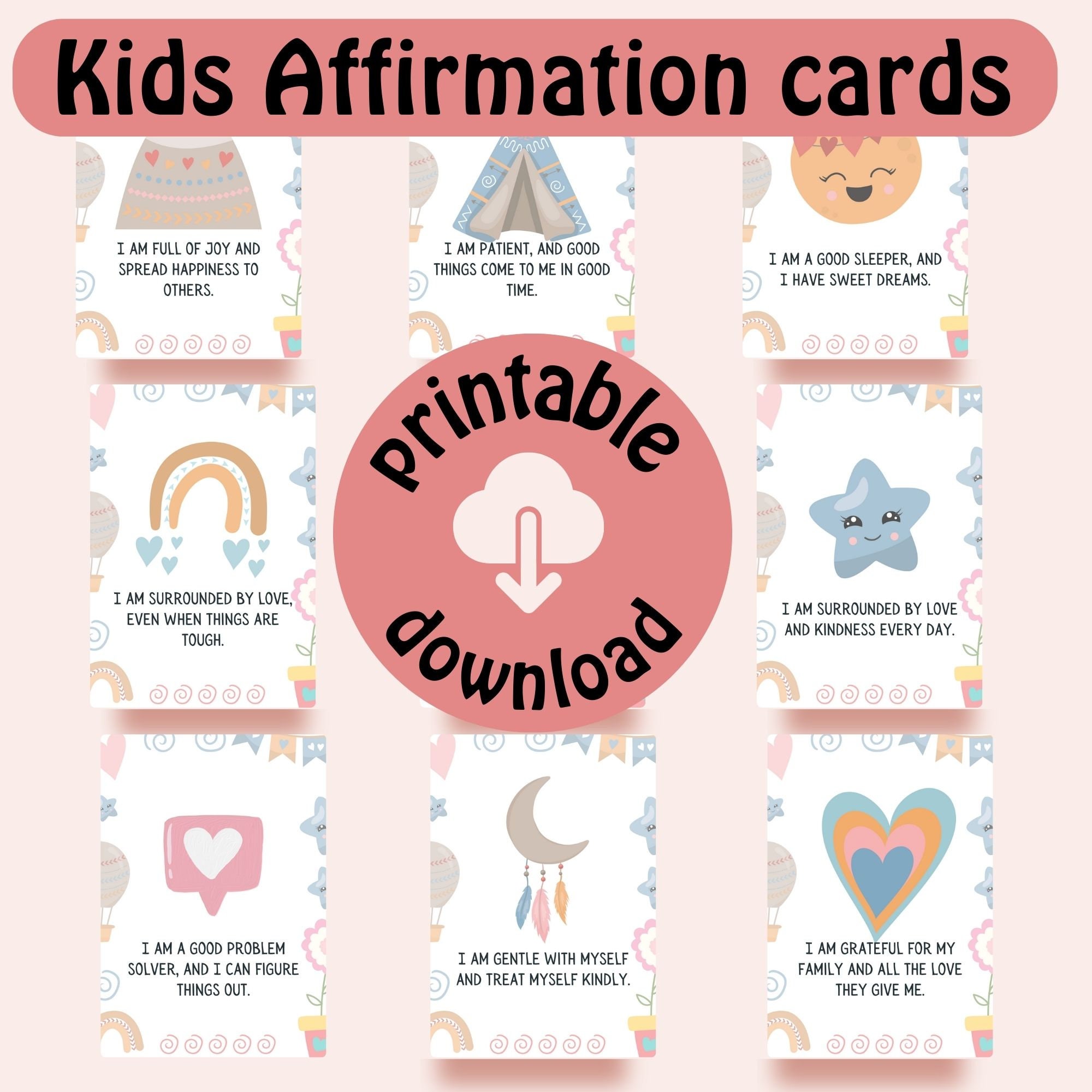Kids Digital Affirmation Cards, Kids Affirmation Deck, Kids Daily ...