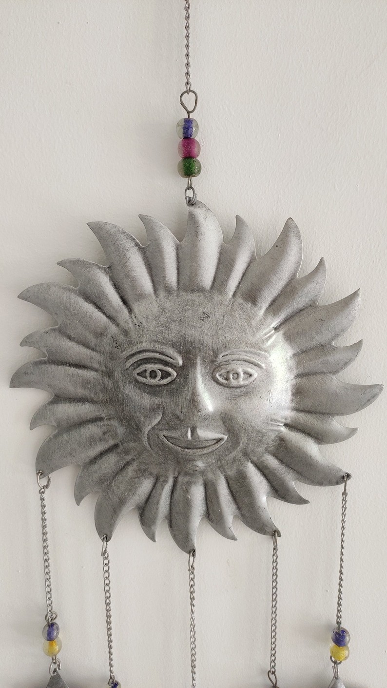Silver Sun Face Wind Chime - Etsy
