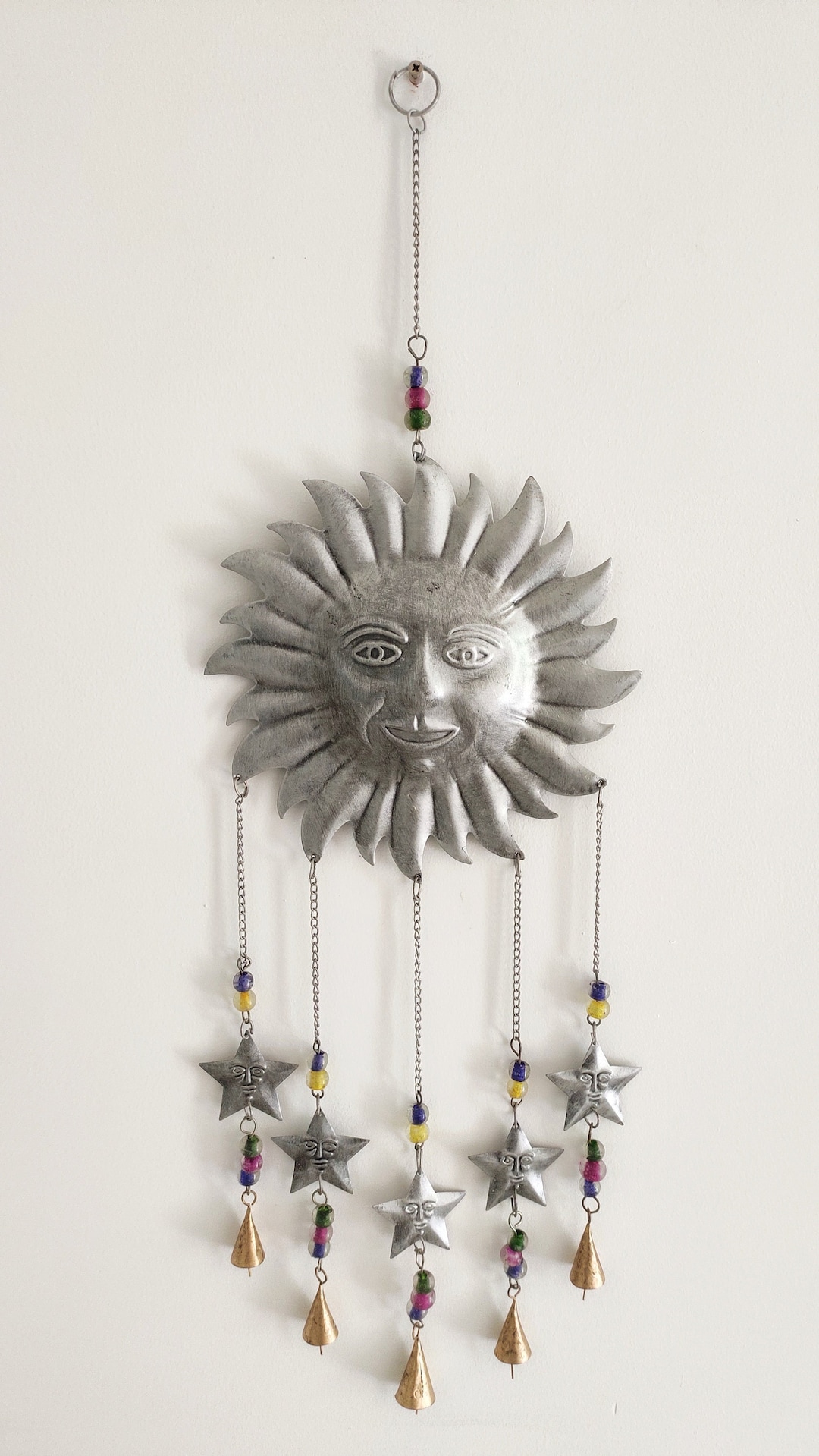Silver Sun Face Wind Chime - Etsy UK