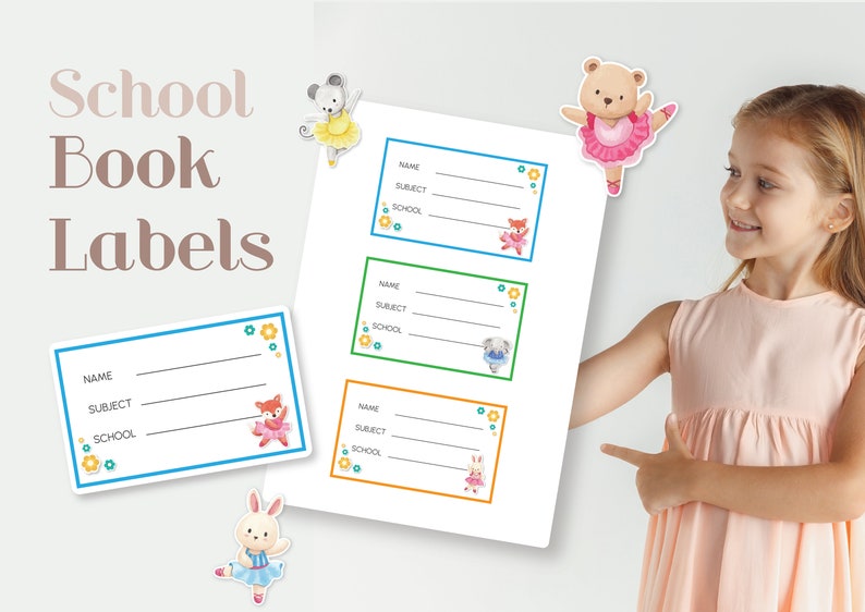 School Book Labels With Cute Animals | Back to School Printable for ...