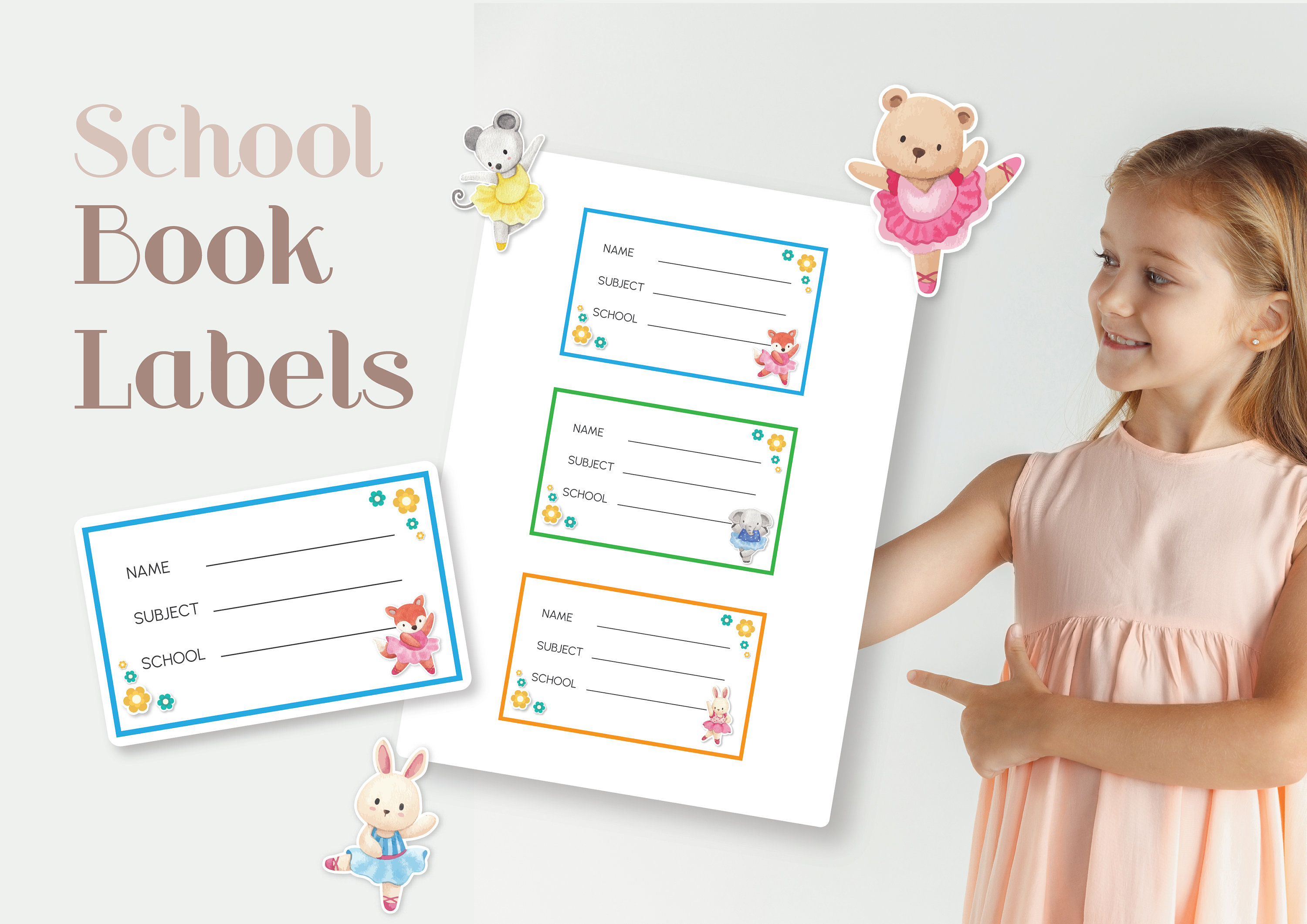 School Book Labels With Cute Animals | Back to School Printable for ...
