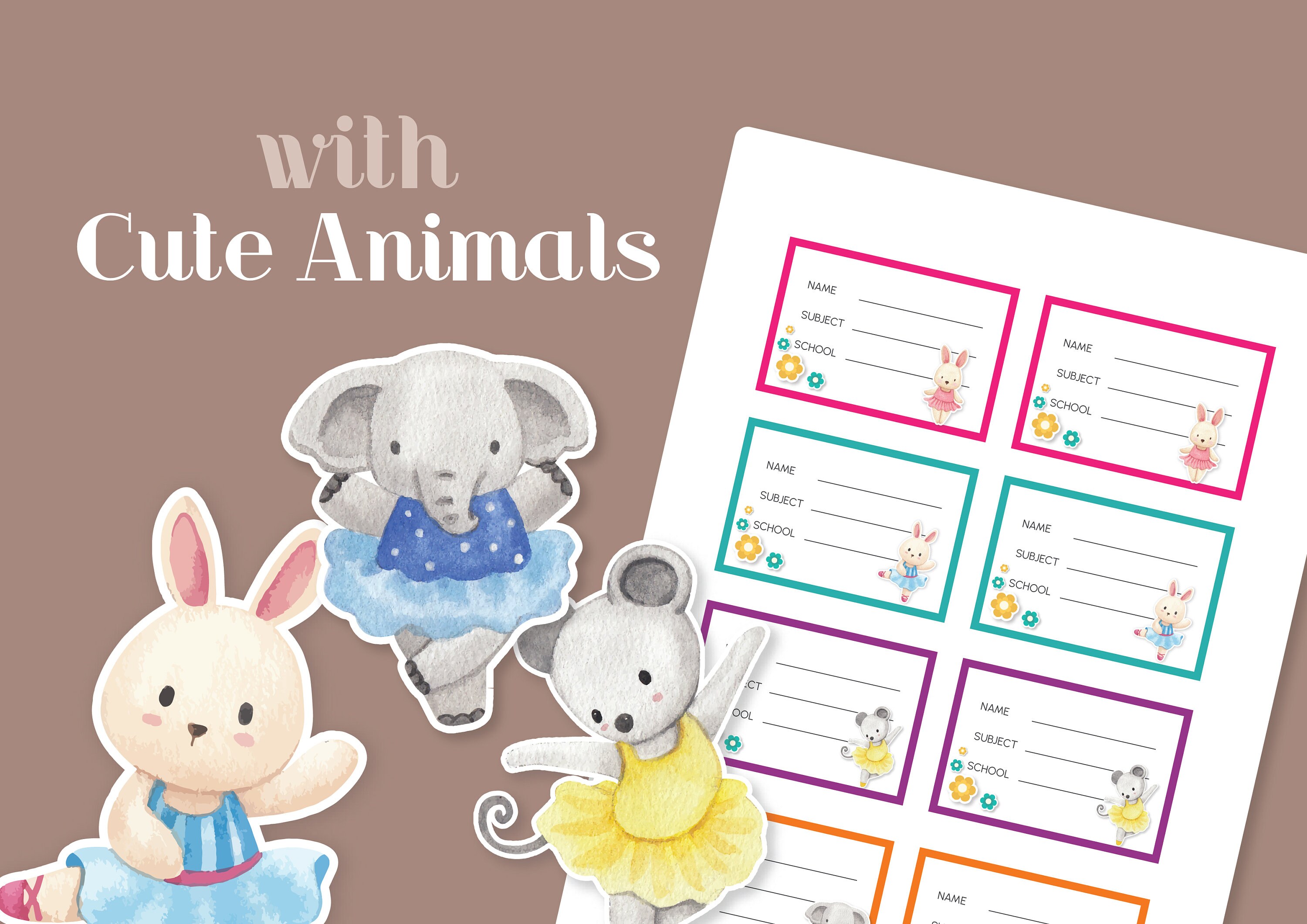 School Book Labels With Cute Animals | Back to School Printable for ...