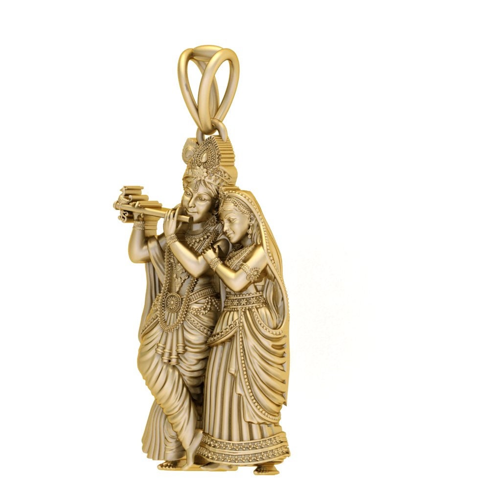 RADHA KRISHNA Pendant 14k Yellow Gold Vermeil Jewelry ,dangler Pendant ...