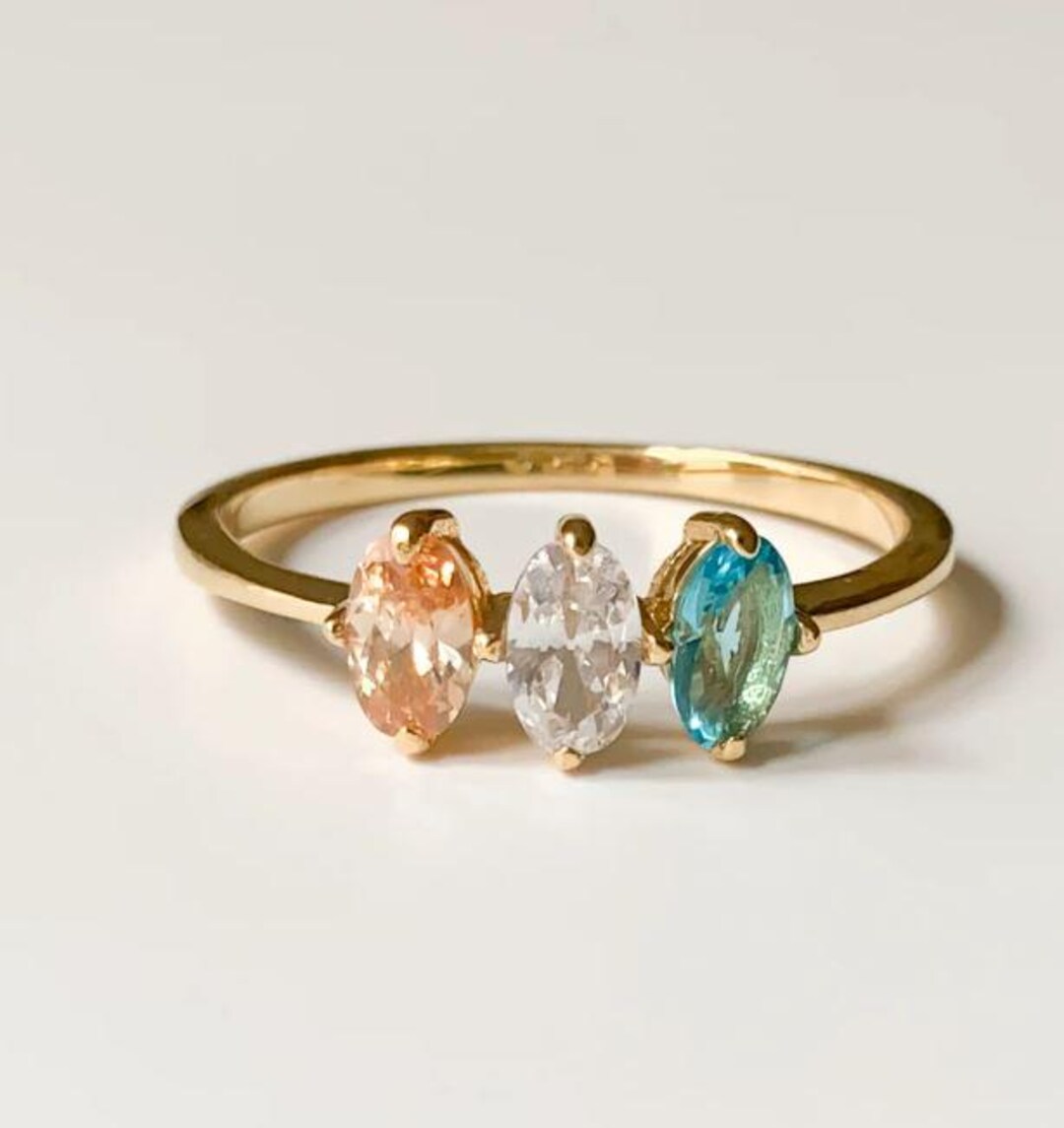 Mothers Ring 3 Stone, Birthstone Ring for Mom, Birthstone Jewelry ...