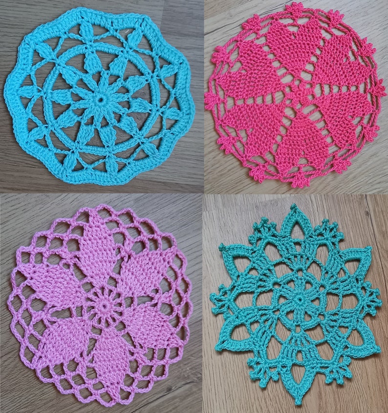 Little Doilies (four) for Beginners, Step-by-step Description in ...