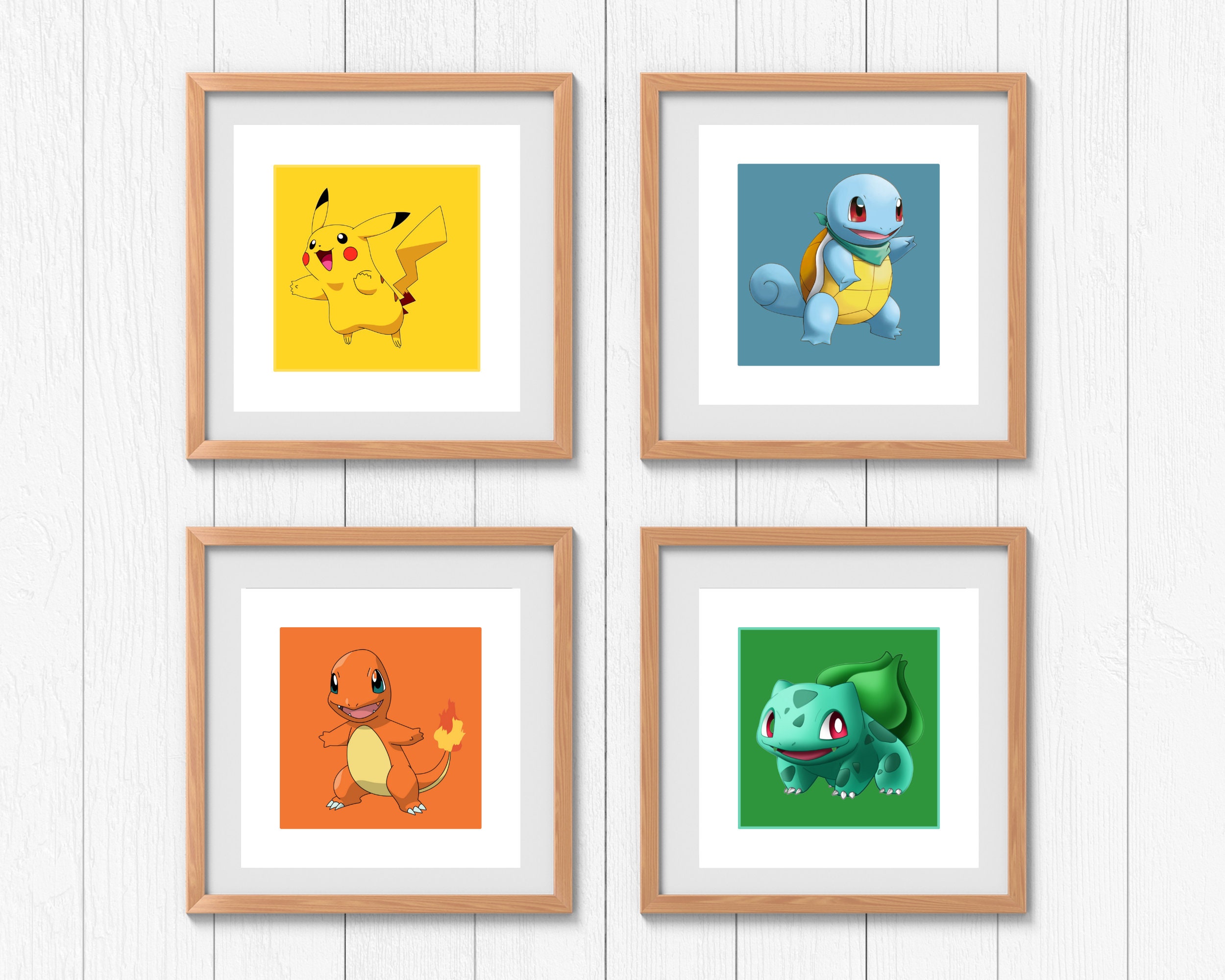 Pokemon Pictures Set of 4, Digital Poster Instant Download, Kids Room ...