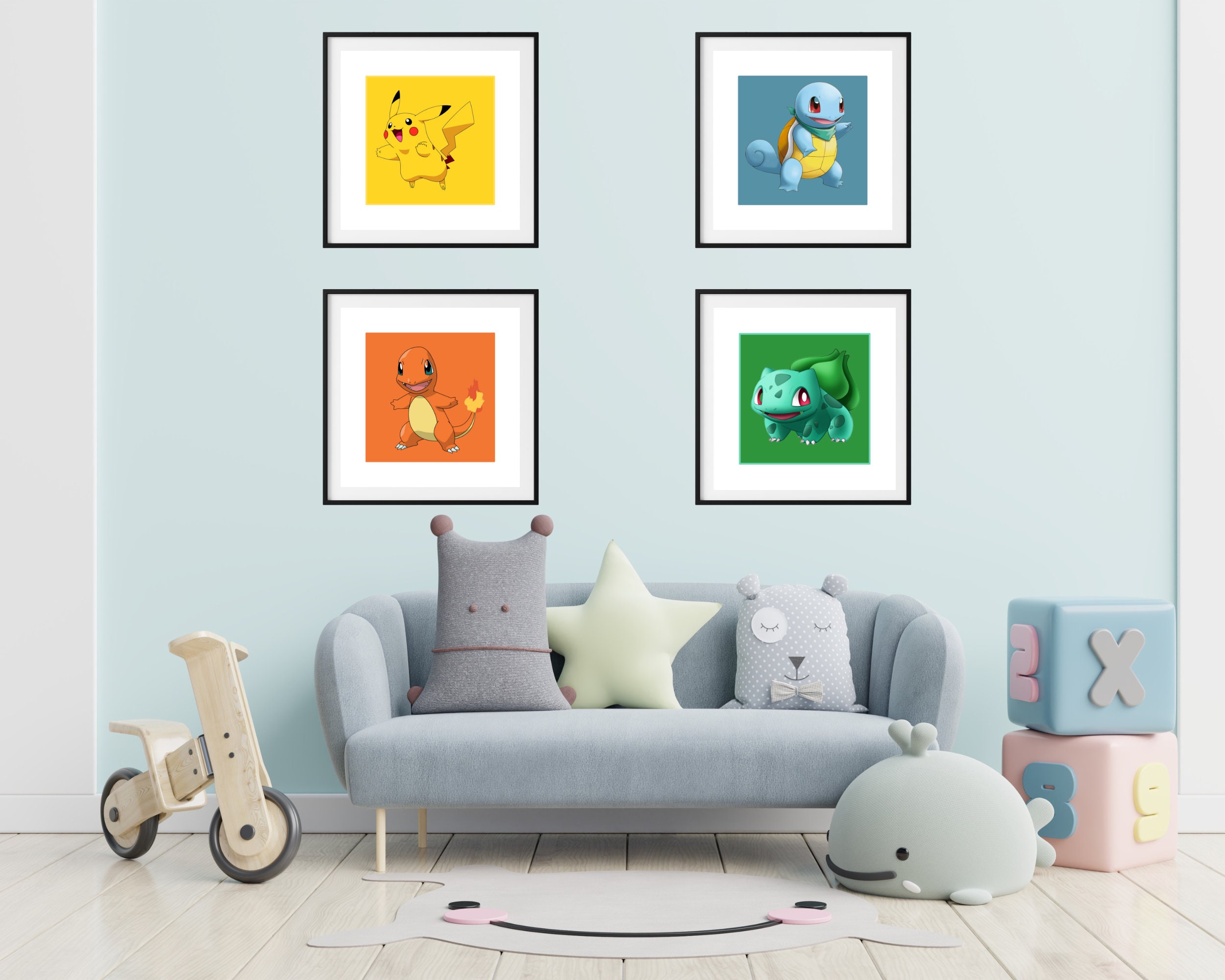 Pokemon Pictures Set of 4, Digital Poster Instant Download, Kids Room ...