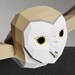 Flying Owl Papercraft Template, Abstract Low Poly Owl Paper Model ...