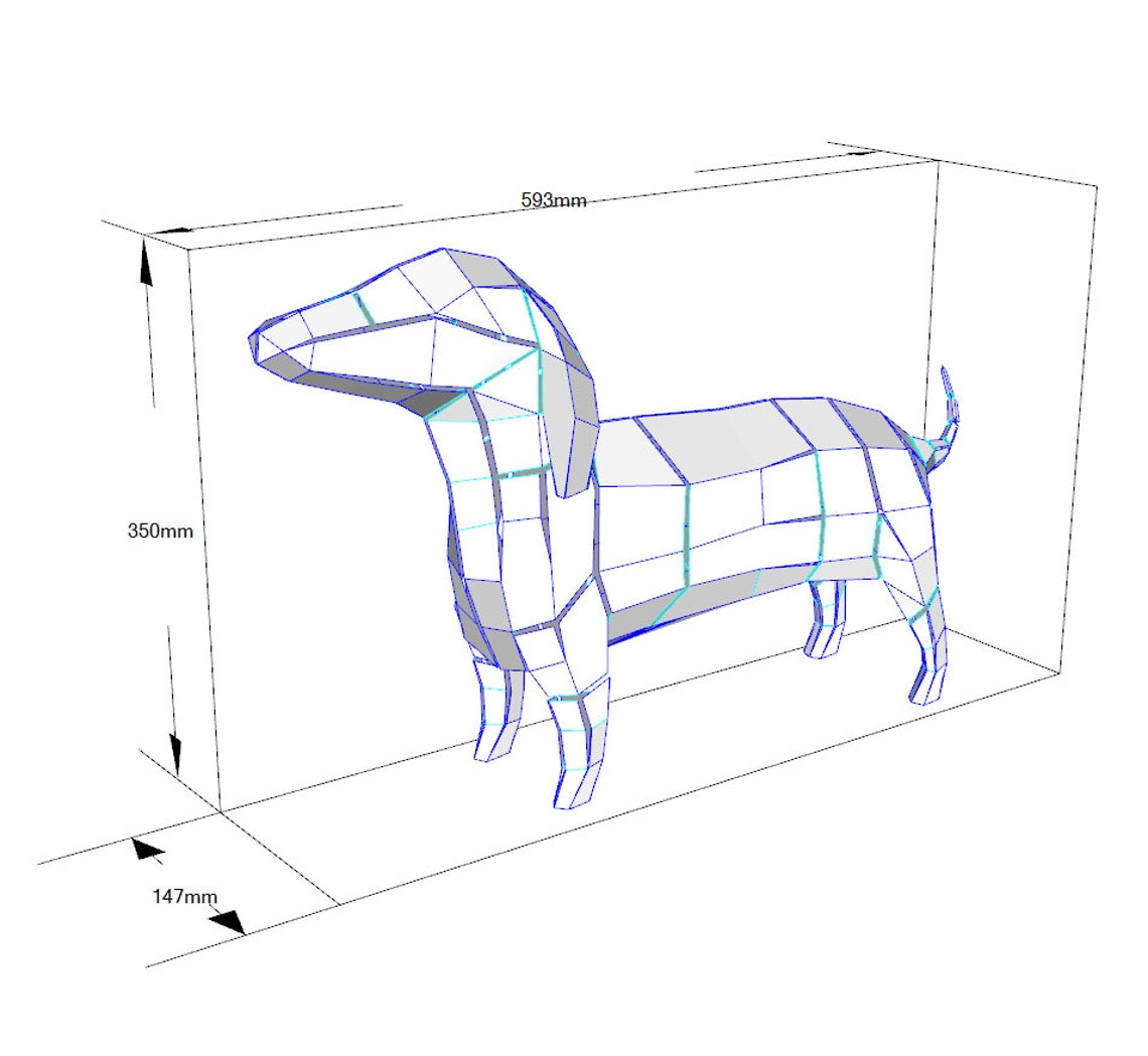 Dachshund Papercraft Template, Minimalist Low Poly Dog, SVG, DXF, PDF ...