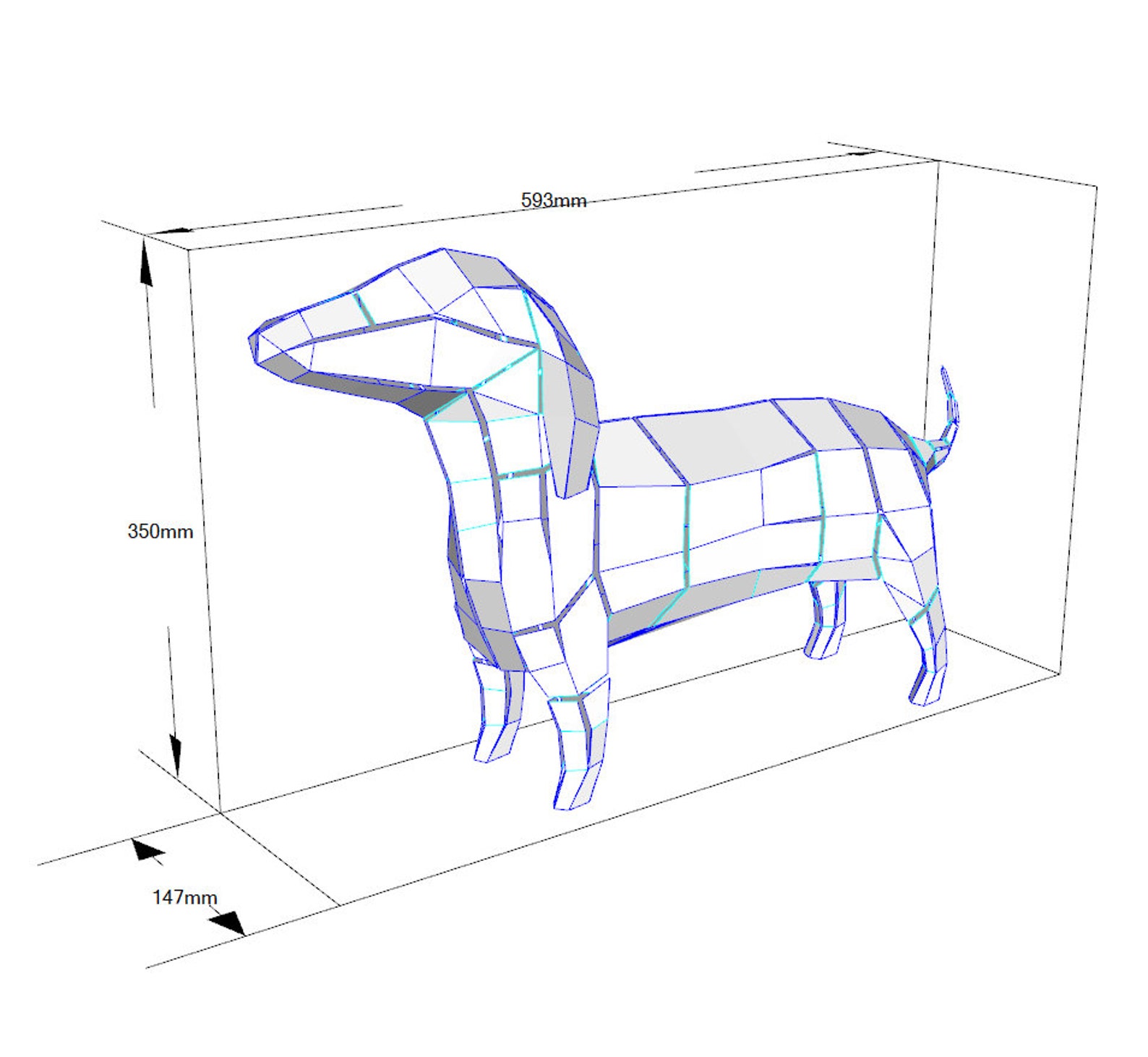Dachshund Papercraft Template, Minimalist Low Poly Dog, SVG, DXF, PDF ...