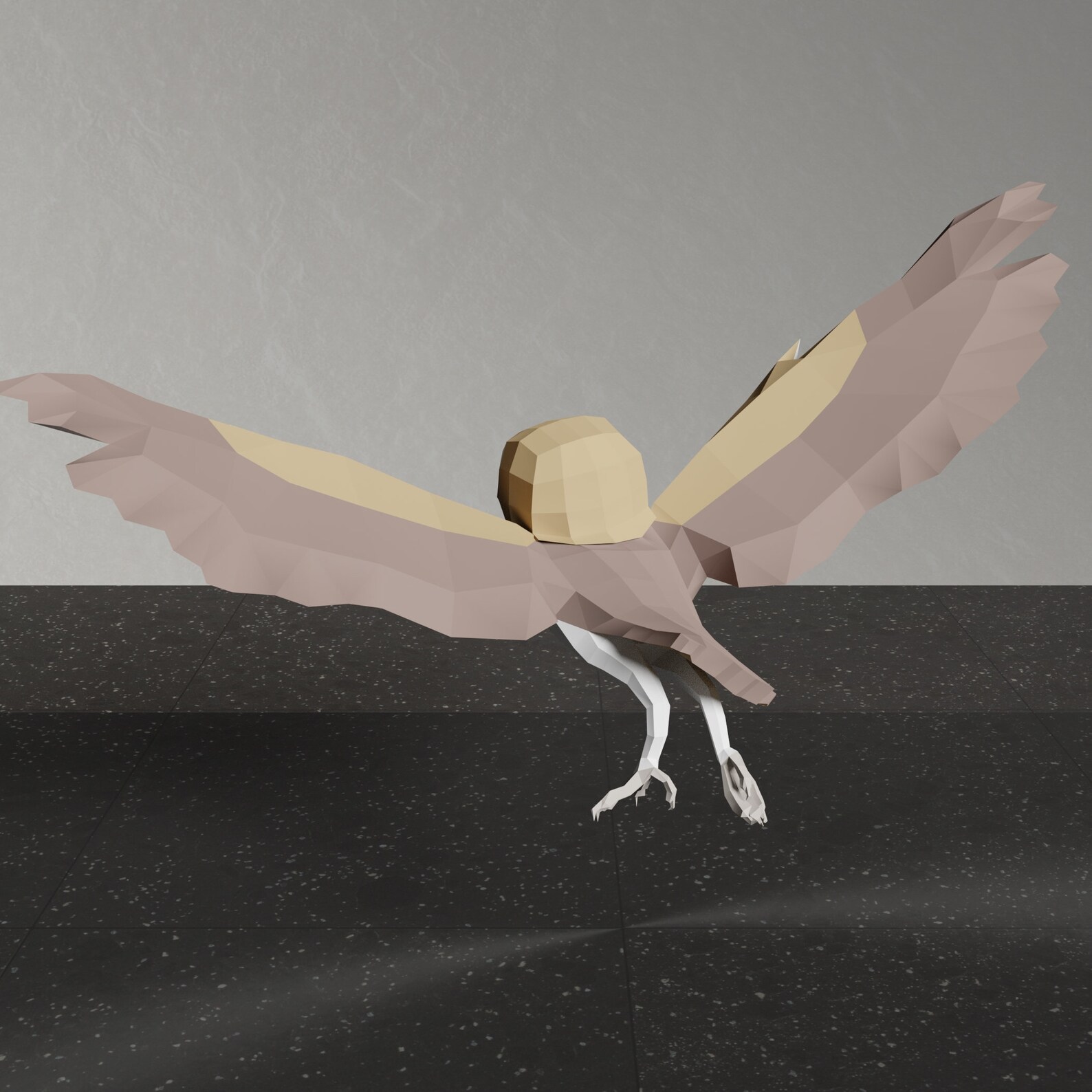 Flying Owl Papercraft Template, Abstract Low Poly Owl Paper Model ...