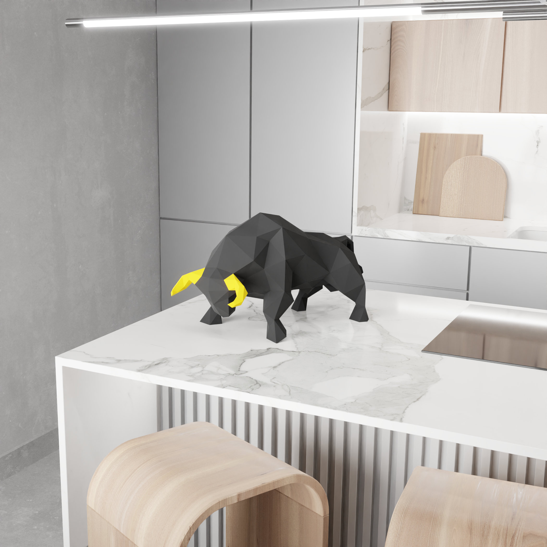 Plantilla de papercraft de toro, papercraft de toro de baja poli 3d ...