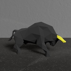 Plantilla de papercraft de toro, papercraft de toro de baja poli 3d ...