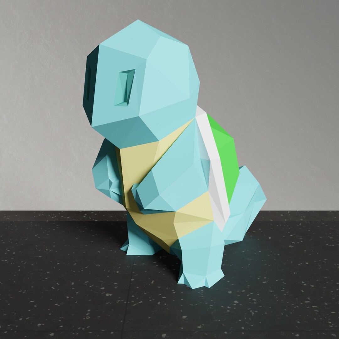 Squirtle Pokémon Papercraft Template, Abstract Low Poly Pokemon 3d ...