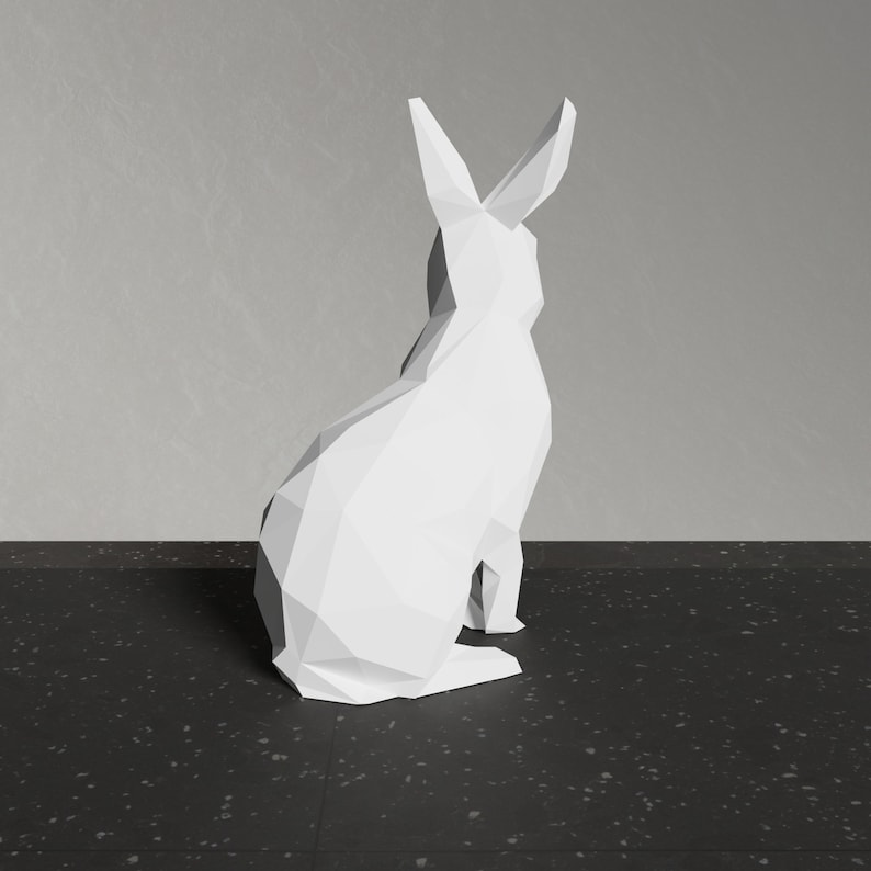 Rabbit Papercraft Template, Abstract Low Poly Bunny Template in SVG ...