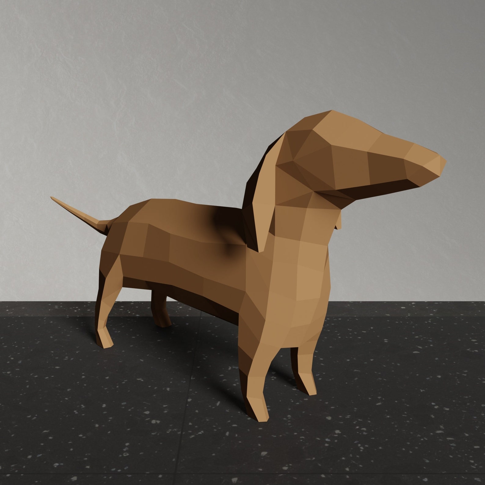 Dachshund Papercraft Template, Minimalist Low Poly Dog, SVG, DXF, PDF ...