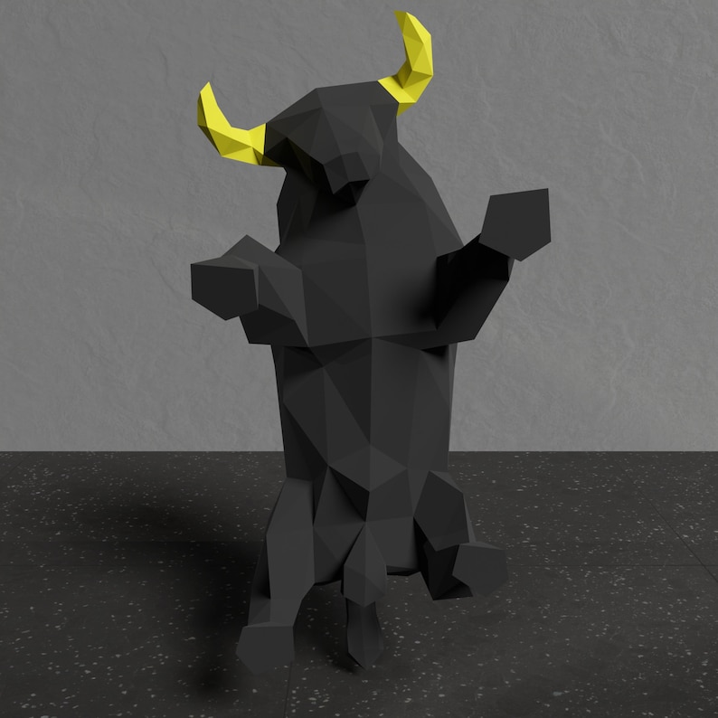 Plantilla de papercraft de toro, papercraft de toro de baja poli 3d ...