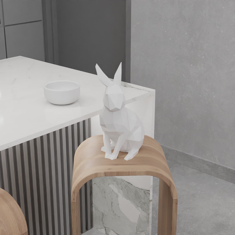 Rabbit Papercraft Template, Abstract Low Poly Bunny Template in SVG ...