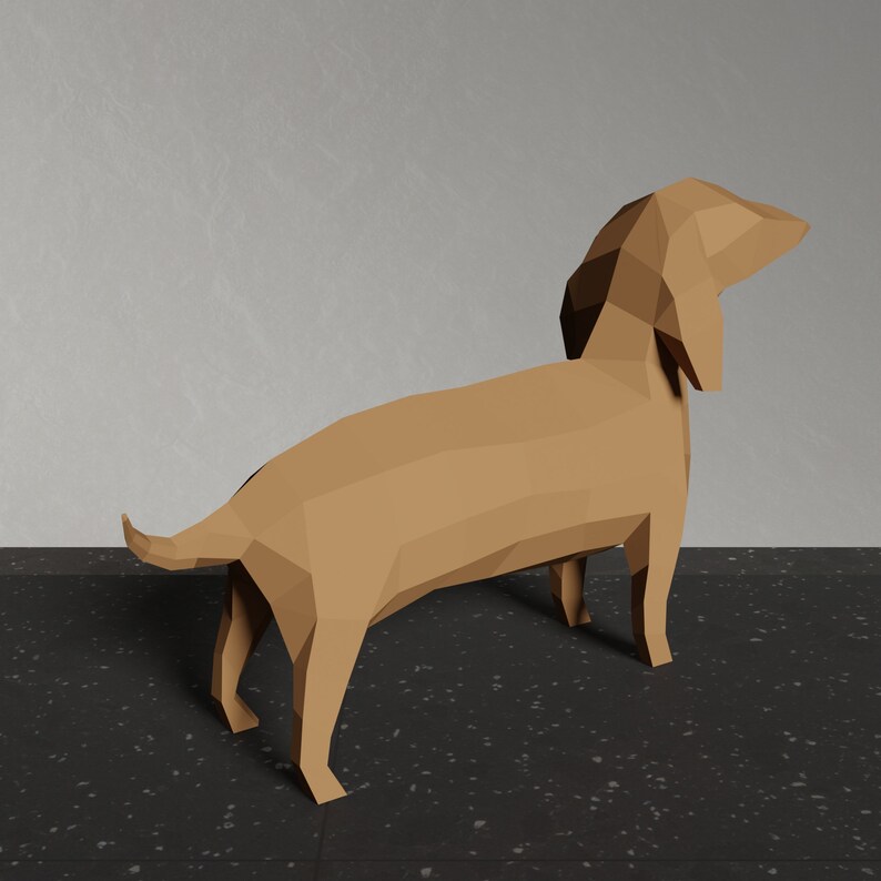 Dachshund Papercraft Template, Low Poly 3D Dog Model (SVG, DXF, PDF ...