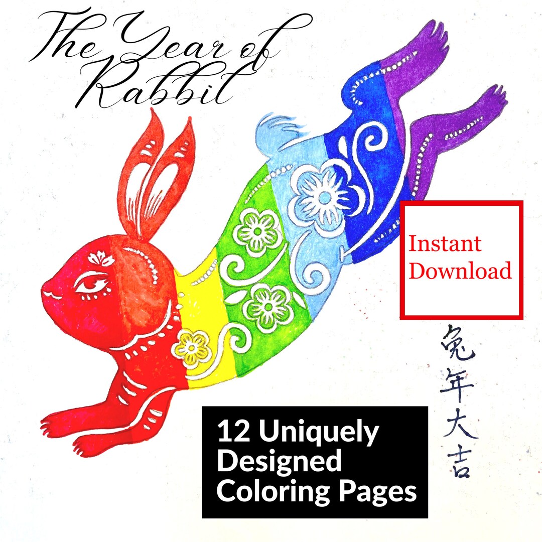Year of Rabbit Coloring Pages | Chinese New Year | Lunar New Year ...