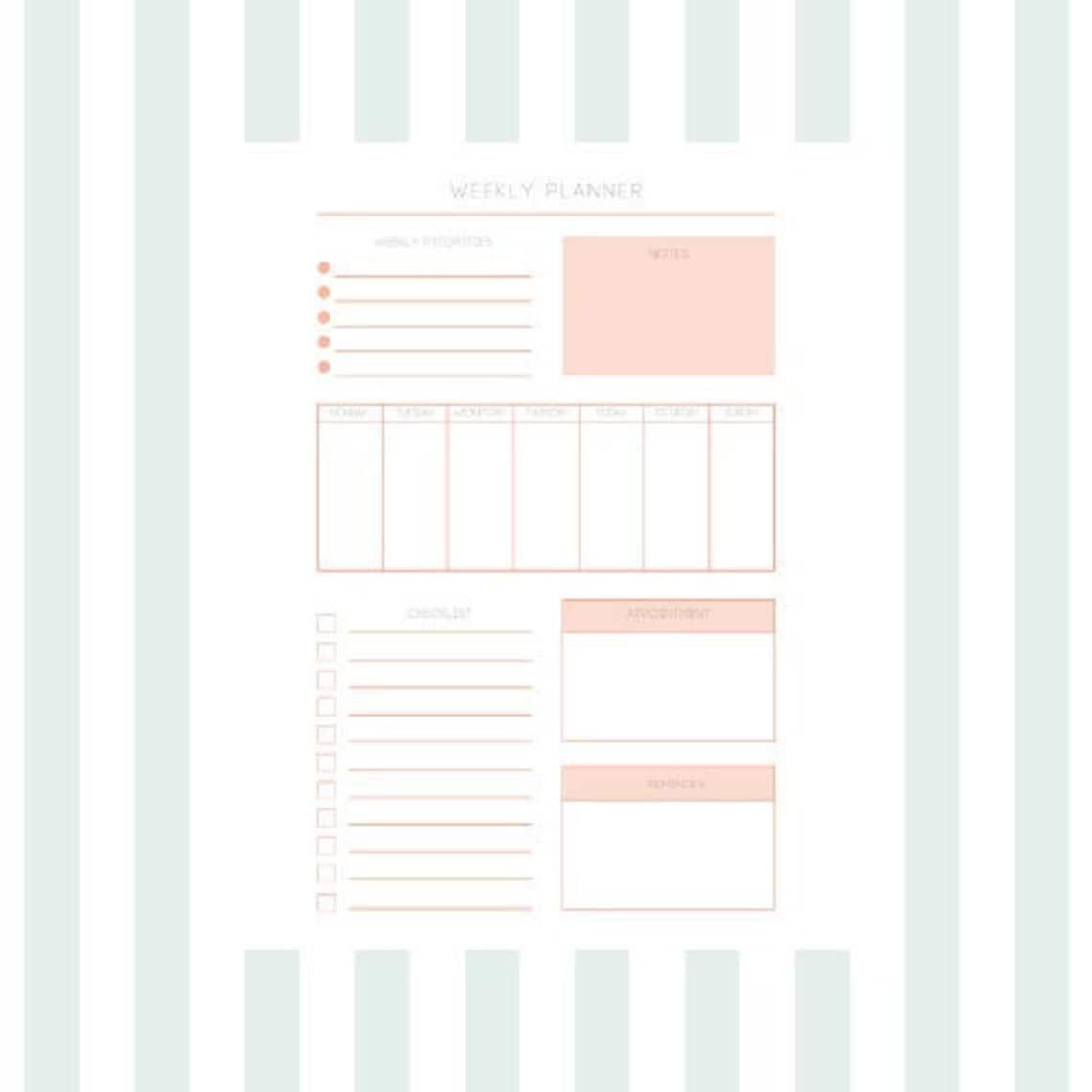 Weekly Planner ,printable Tracker, Bill and Expense Tracker, Finance ...