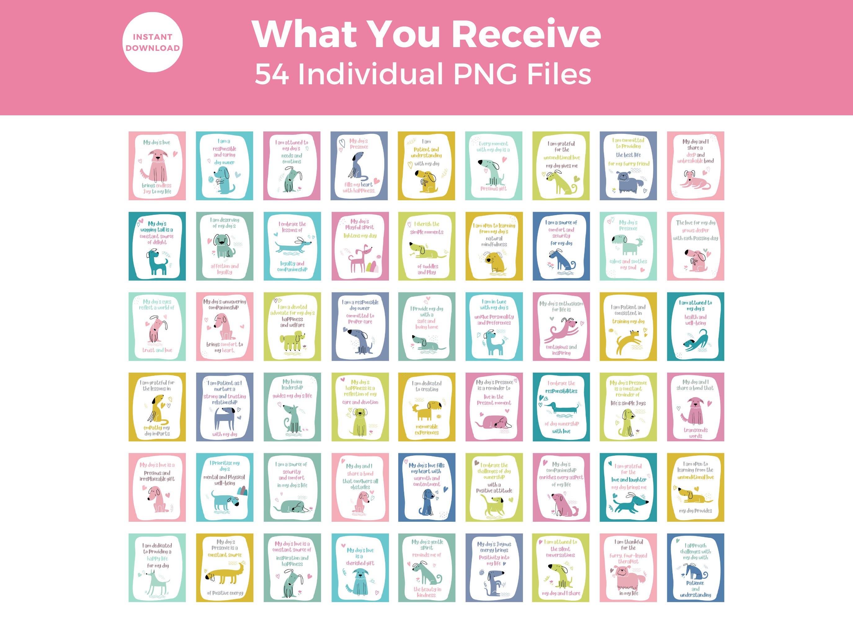 54 Printable Affirmation Cards Affirmation Deck Dog Affirmation Cards ...