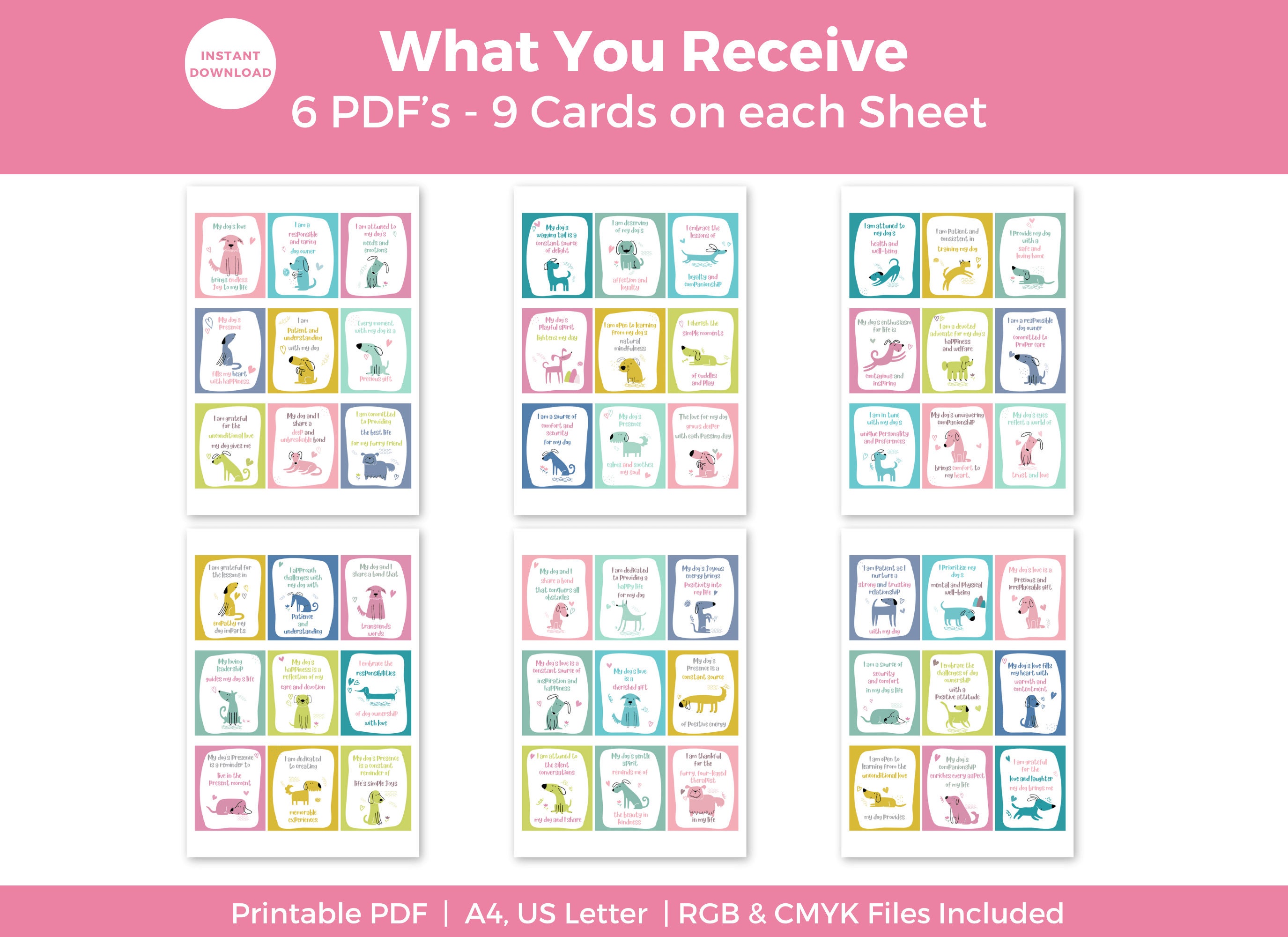 54 Printable Affirmation Cards Affirmation Deck Dog Affirmation Cards ...