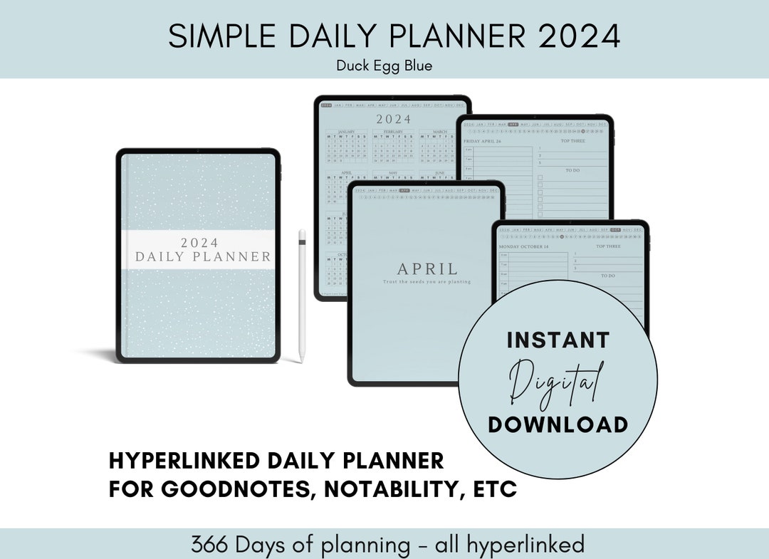 2024 Simple Daily Digital Planner Blush Pink Planner 366 - Etsy