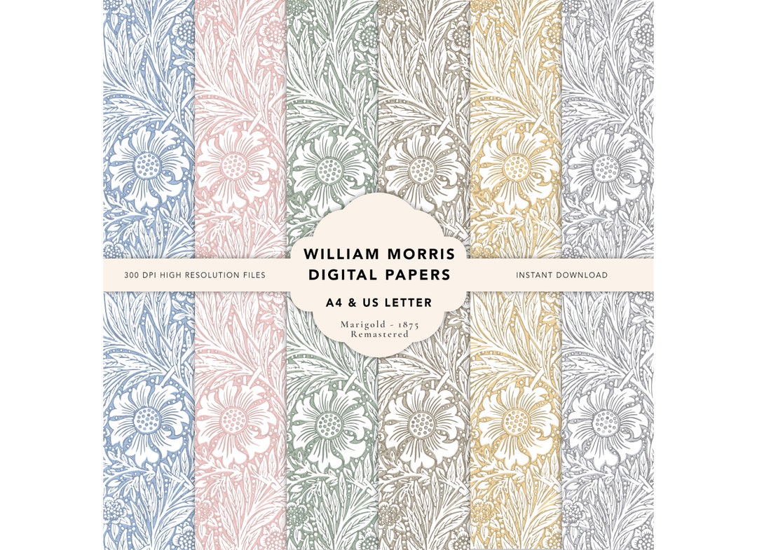William Morris Digital Paper Pack, Botanical Vintage Junk Journal Pages ...