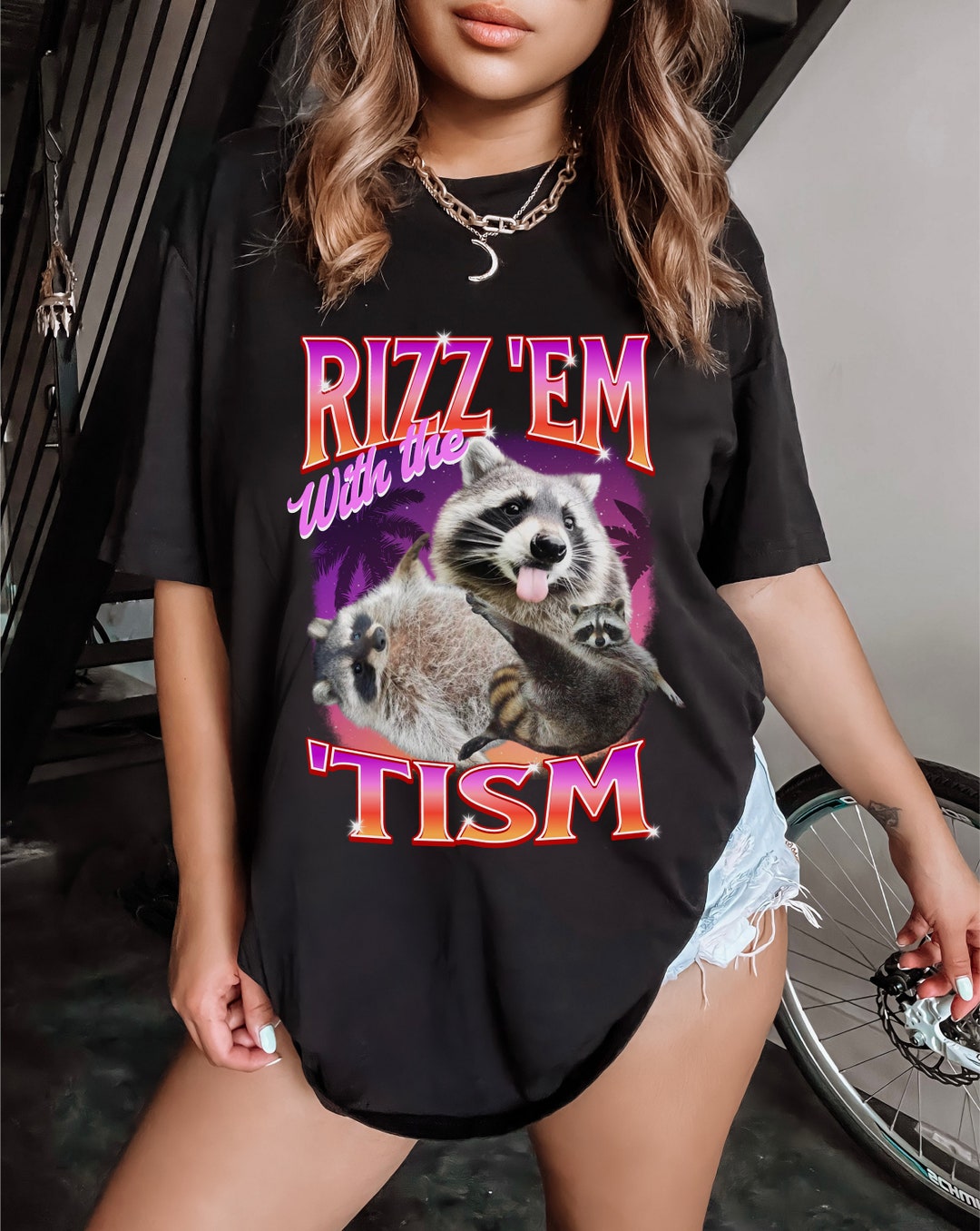 Raccoon Retro Bootleg T-shirt 90s Style Rizz Em With the Tism Retro ...