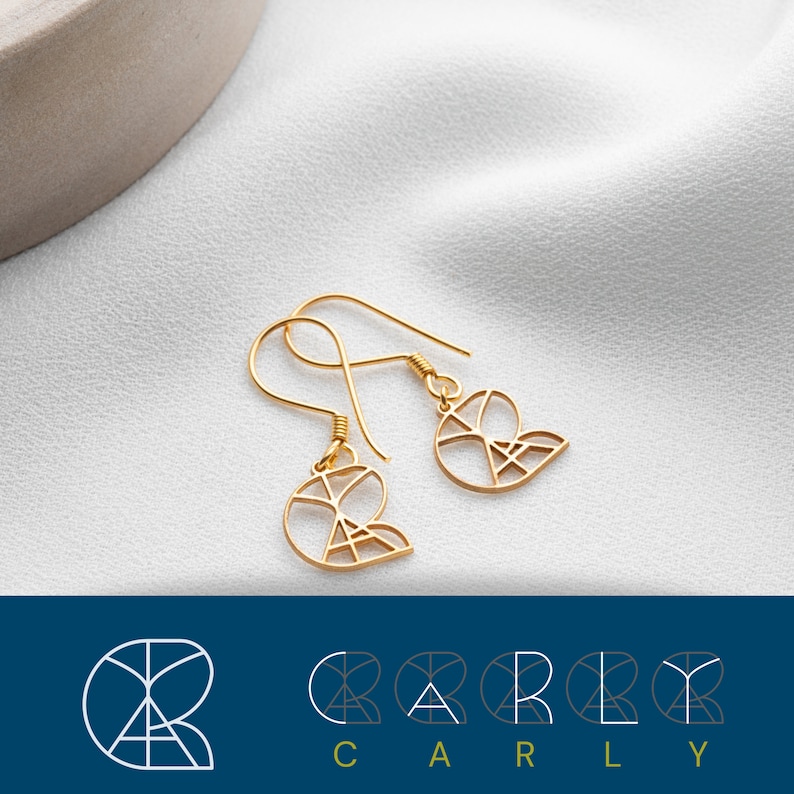 Gold Monogram Earrings, Unique Design Name Logo Custom Earrings, Custom ...
