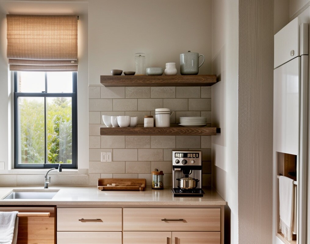 Kitchen Floating Shelves Wall Mounted, Modern Floating Shelf With Black ...