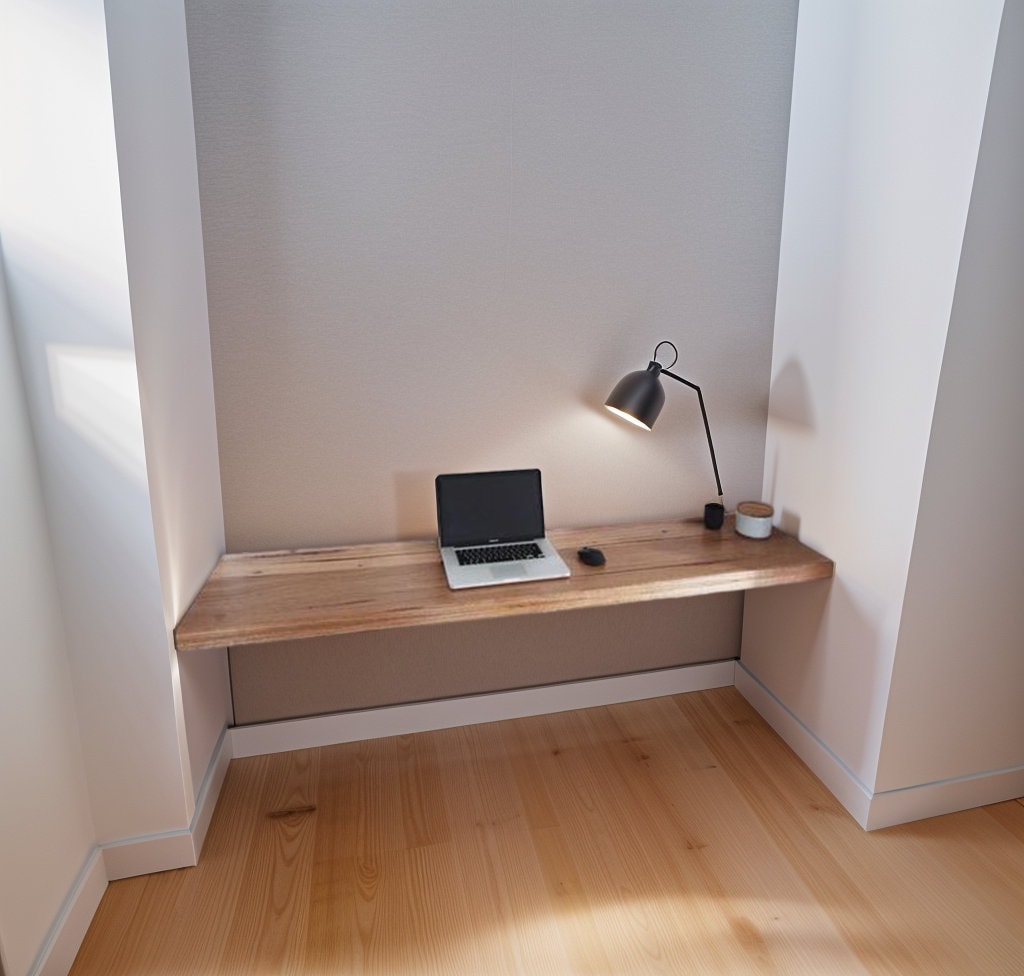 Wood Floating Desk, Folding Desk, Floating Corner Desk, Modern Floating ...