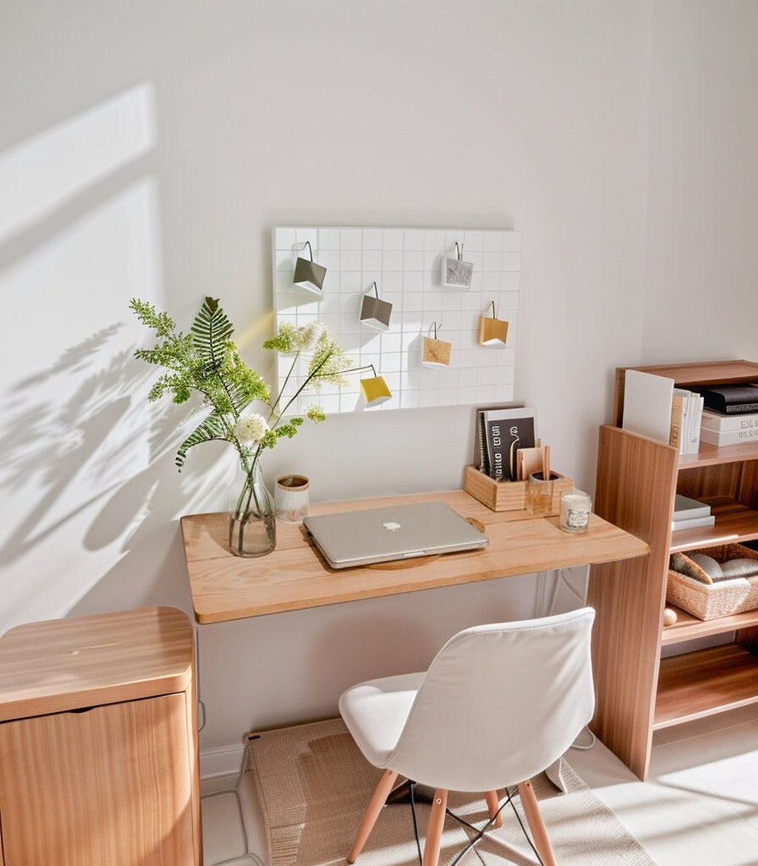 Wood Floating Desk, Folding Desk, Floating Corner Desk, Modern Floating ...